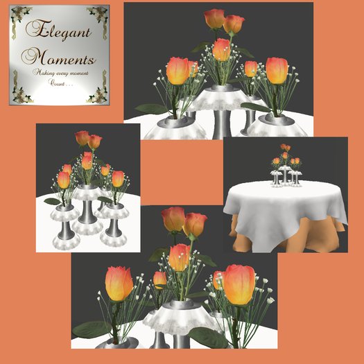 Second Life Marketplace Peach Rose Centerpiece